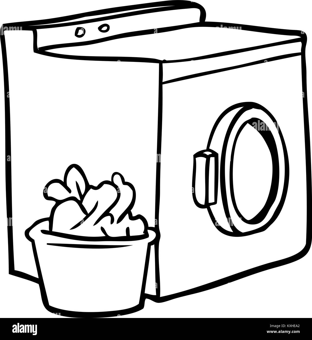 Le dessin des lignes d'un lave-linge et blanchisserie Image Vectorielle ...