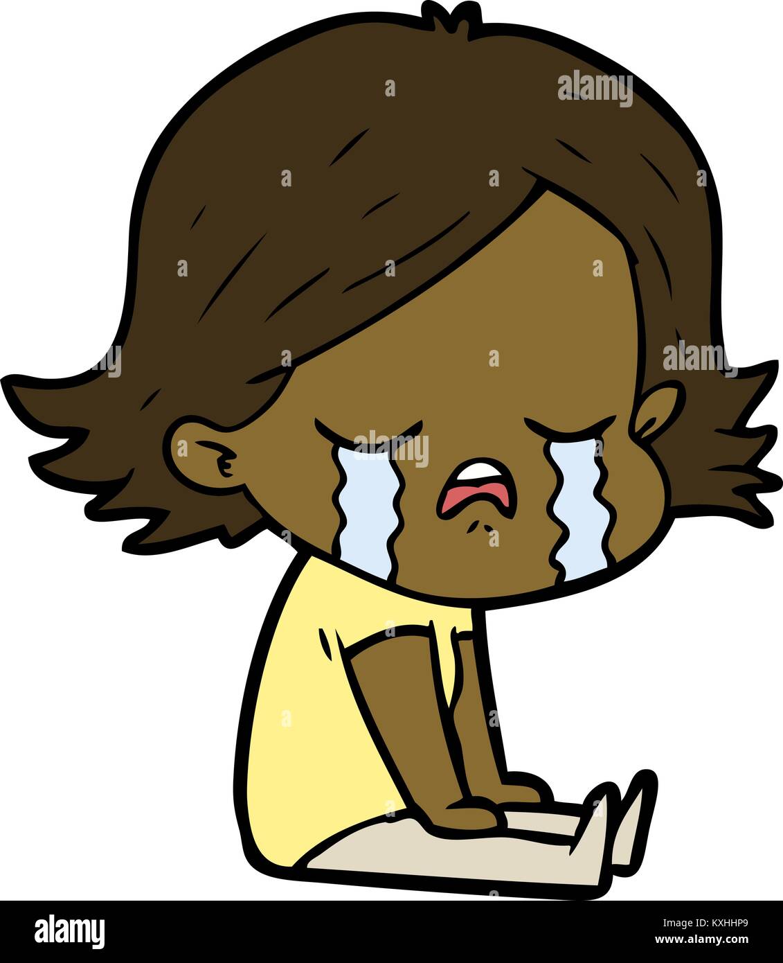 Cartoon girl crying sam sur marbre Image Vectorielle Stock - Alamy