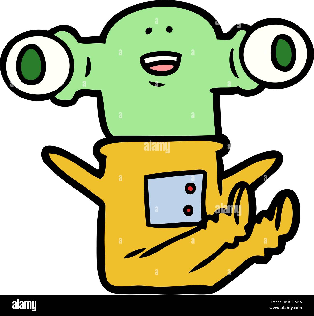 Alien cartoon sympathique assis Image Vectorielle Stock - Alamy