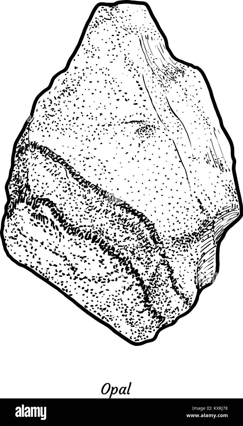 Illustration de l'opale, dessin, gravure, encre, dessin au trait ...