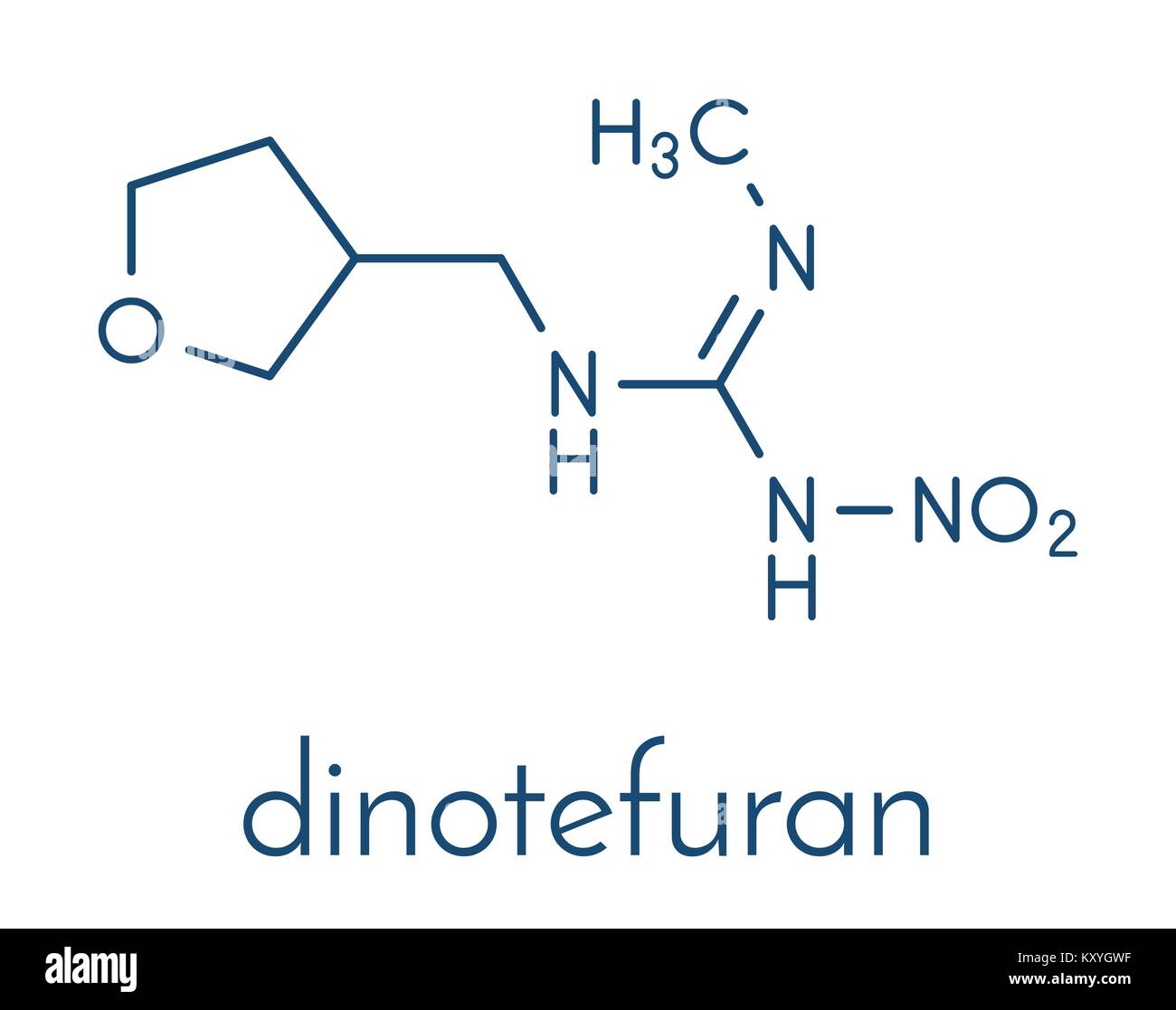 Molécule insecticide néonicotinoïde Dinotefuran (classe). Formule ...