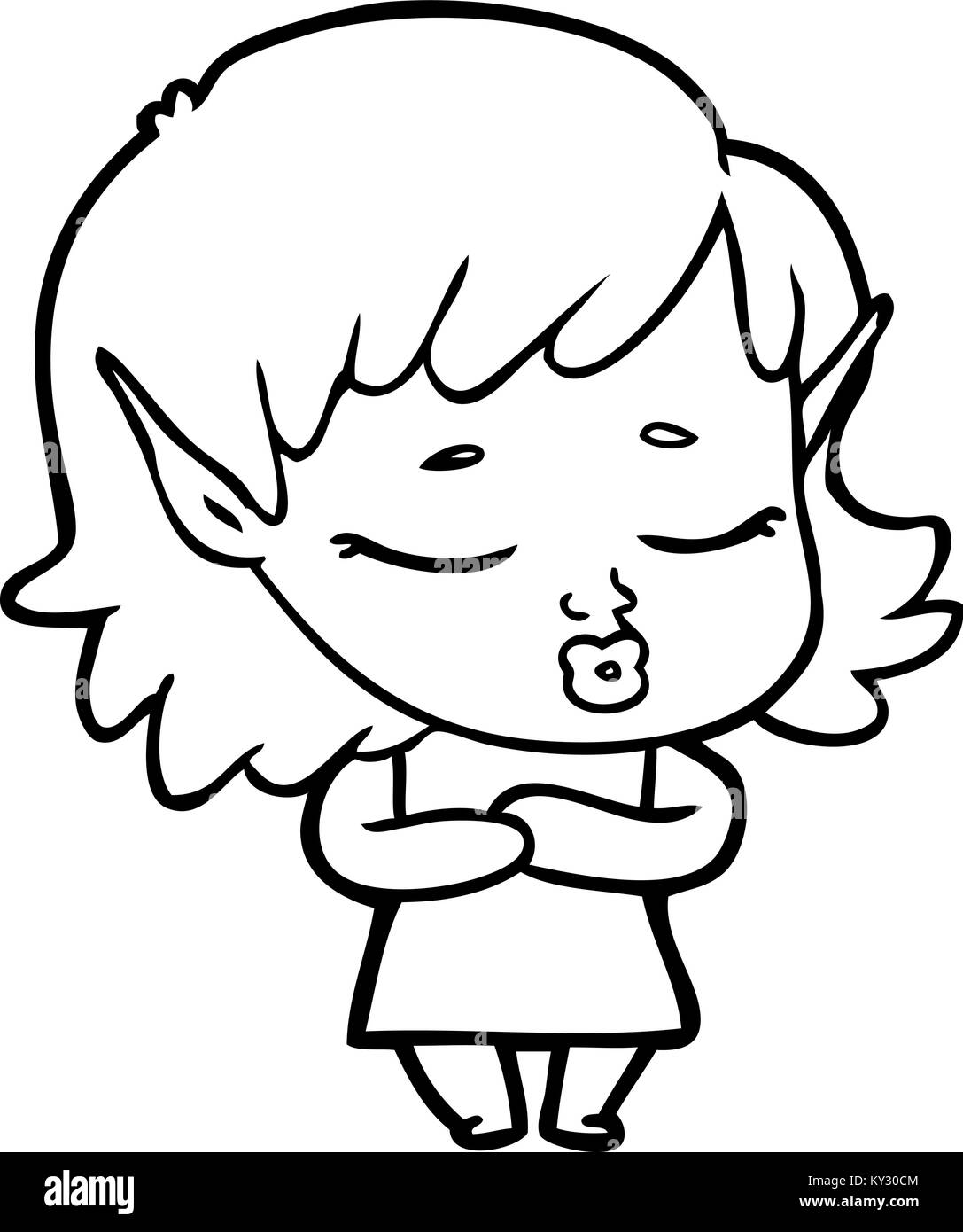 Personnage timide fille Banque d'images noir et blanc - Alamy