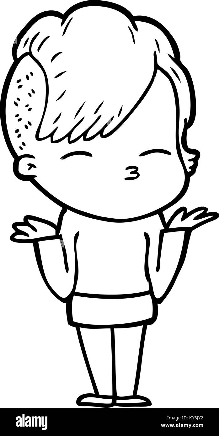 Cartoon girl en haussant les épaules Image Vectorielle Stock - Alamy