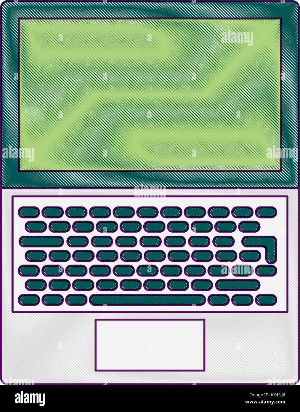 Open laptop écran clavier périphérique vierge vector illustration Image ...