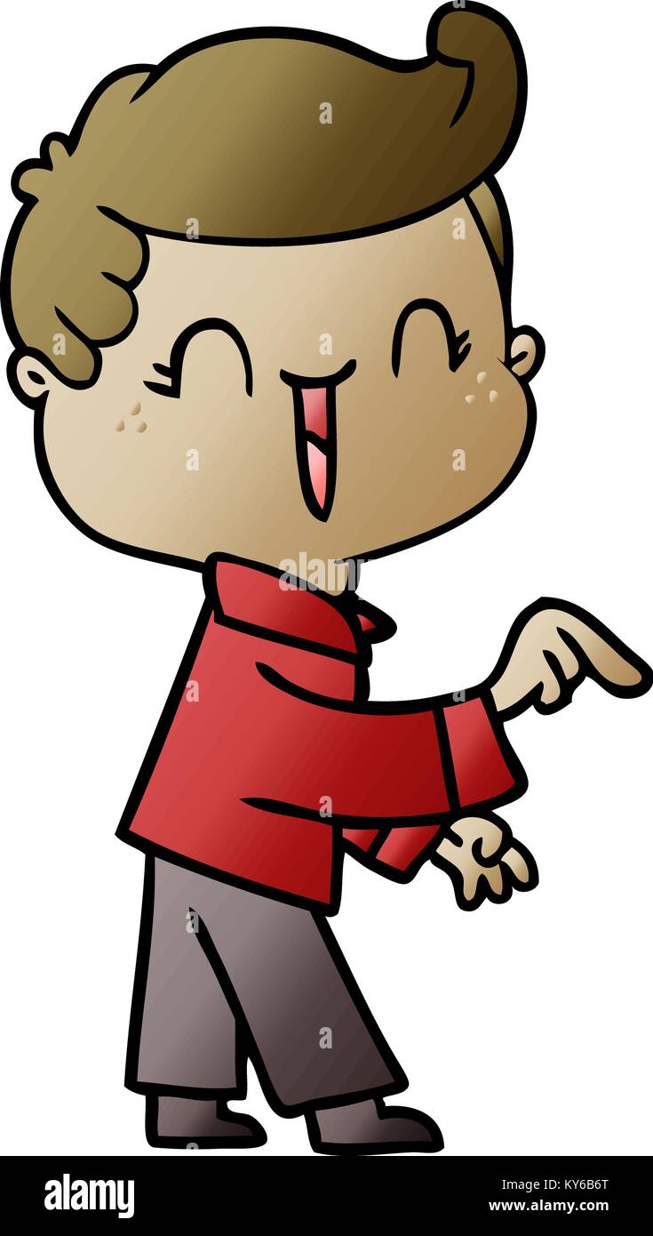 Cartoon rire boy pointing Image Vectorielle Stock - Alamy