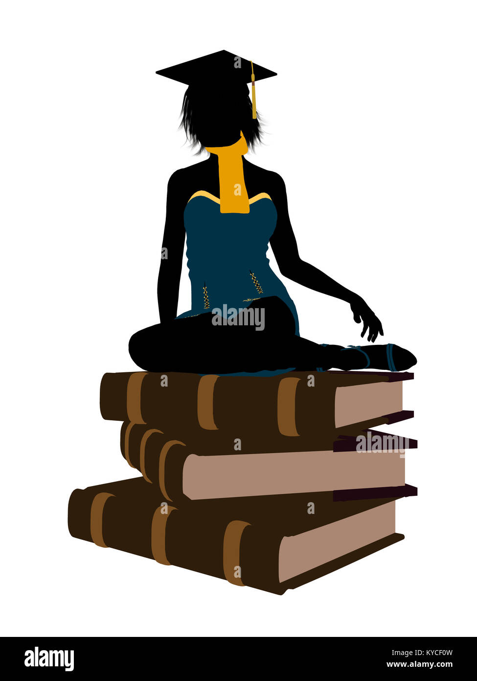 Femme Assise Sur Une Pile De Livres Banque Dimages Détourées Alamy