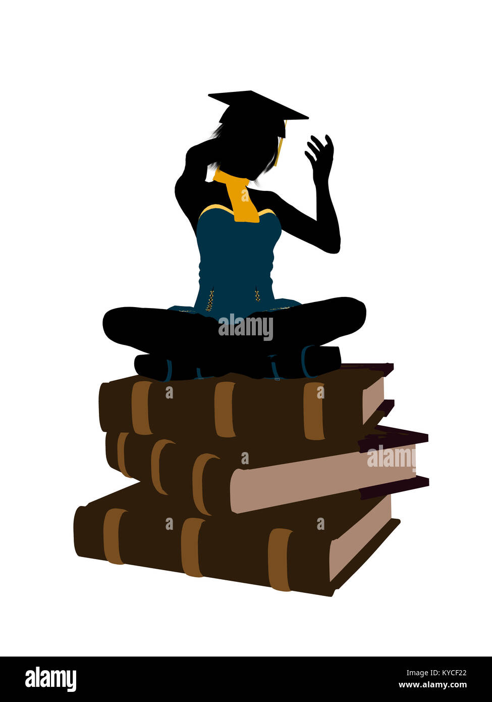 Femme Assise Sur Une Pile De Livres Banque Dimages Détourées Alamy