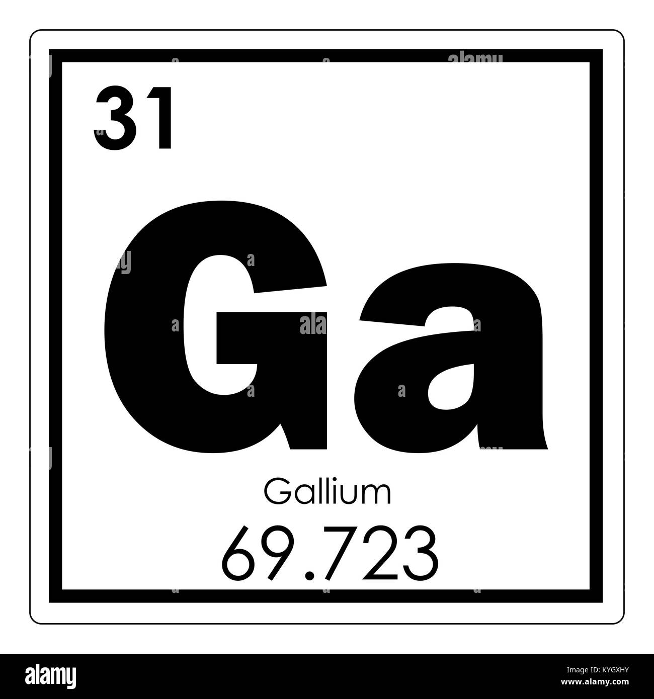 Tableau périodique des éléments chimiques de gallium, symbole de la ...