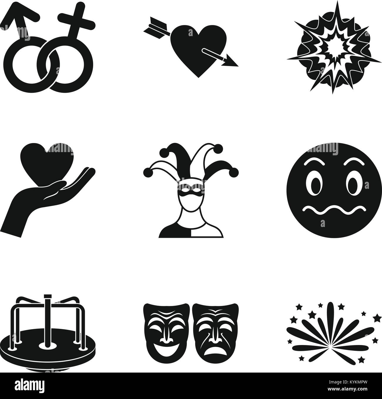 Emoji emoticon smiley vector set girl Banque de photographies et d ...