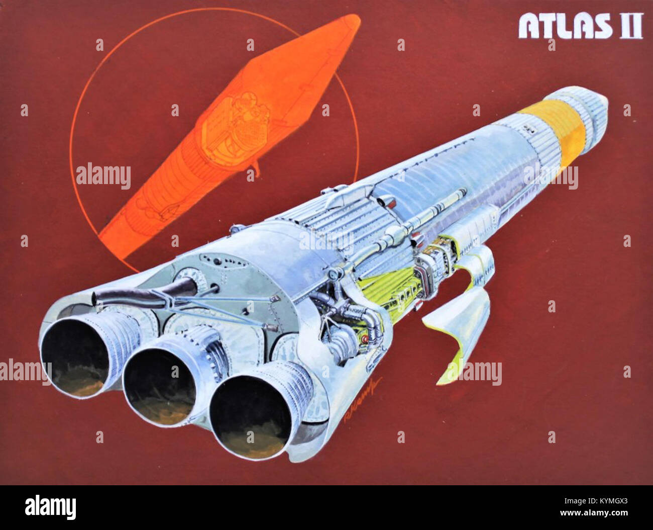 Une image de la collection Robert Kemp, montrant un missile Atlas II ...