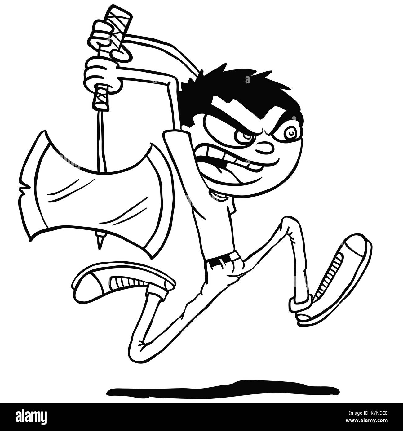 Garçon avec une hache cartoon illustration isolé sur fond blanc Photo ...