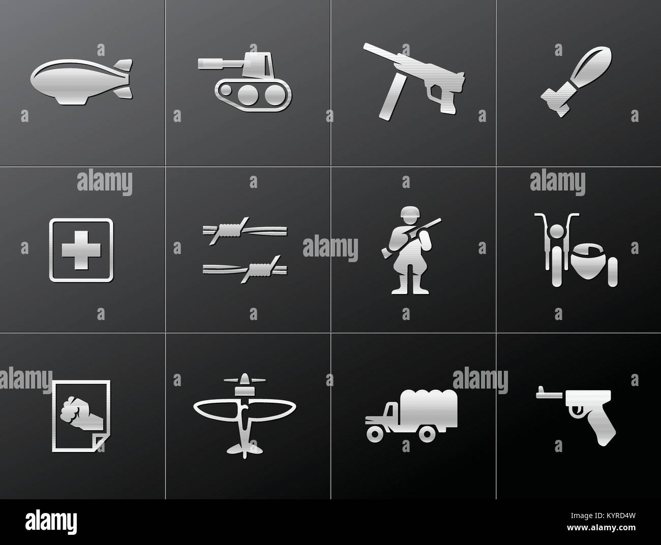 La Seconde Guerre mondiale, des icônes dans le style métallique Image ...