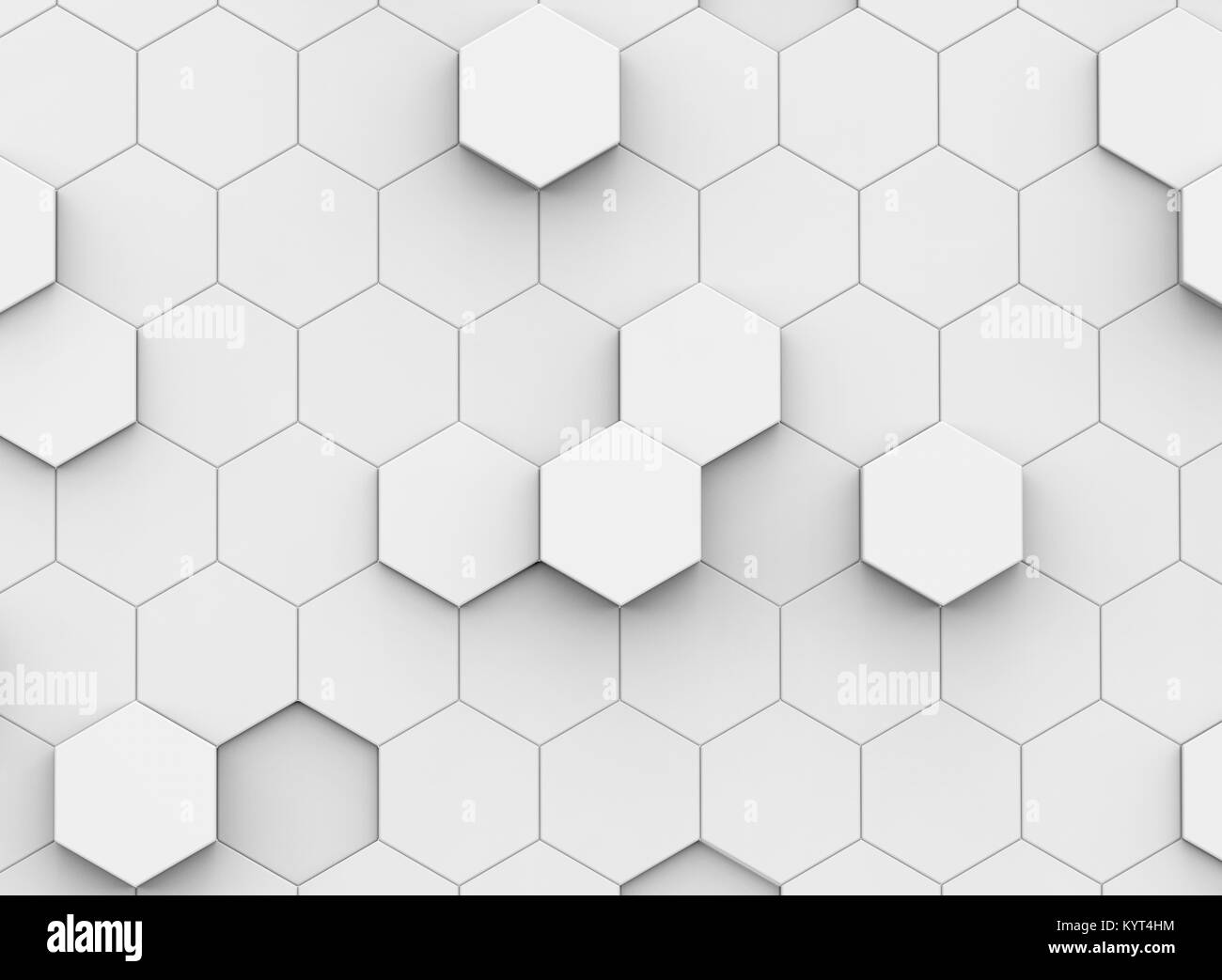 Hexagone blanc arrière-plan, le rendu 3D toile polygonale avec surface ...