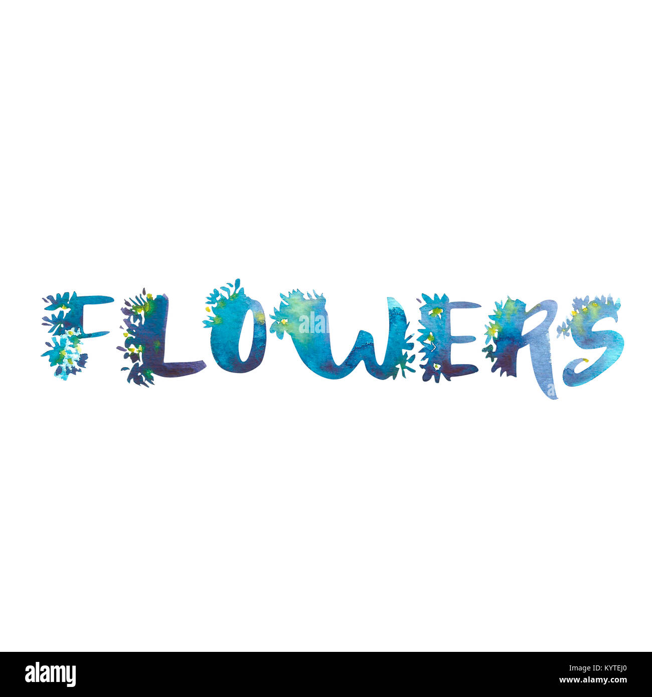 Mot-aquarelle fleurs. Personnages personnalisés exclusifs. Le lettrage ...