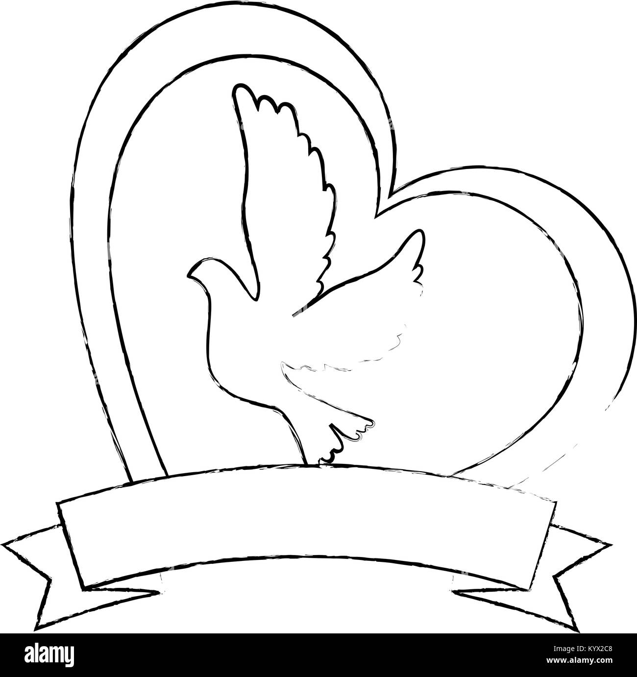 Colombe voler symbole d'amour de mariage Banque d'images noir et blanc ...