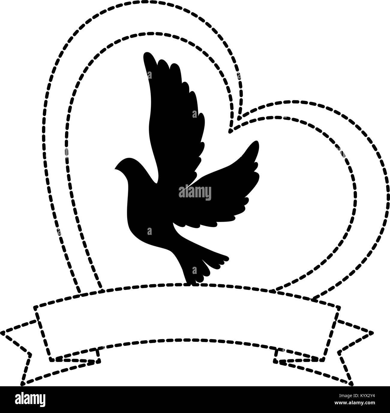 Colombe voler symbole d'amour de mariage Banque d'images noir et blanc ...