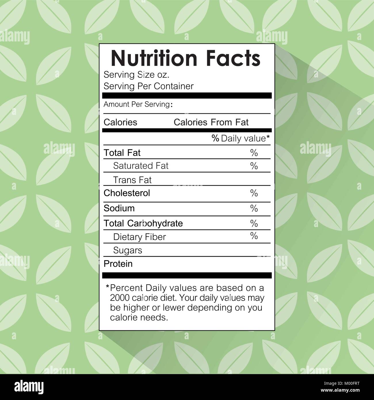 Le tableau de la valeur nutritive sur l'étiquette des aliments floral ...