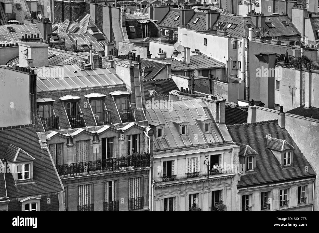 Toits de paris noir et blanc Banque de photographies et d’images à ...
