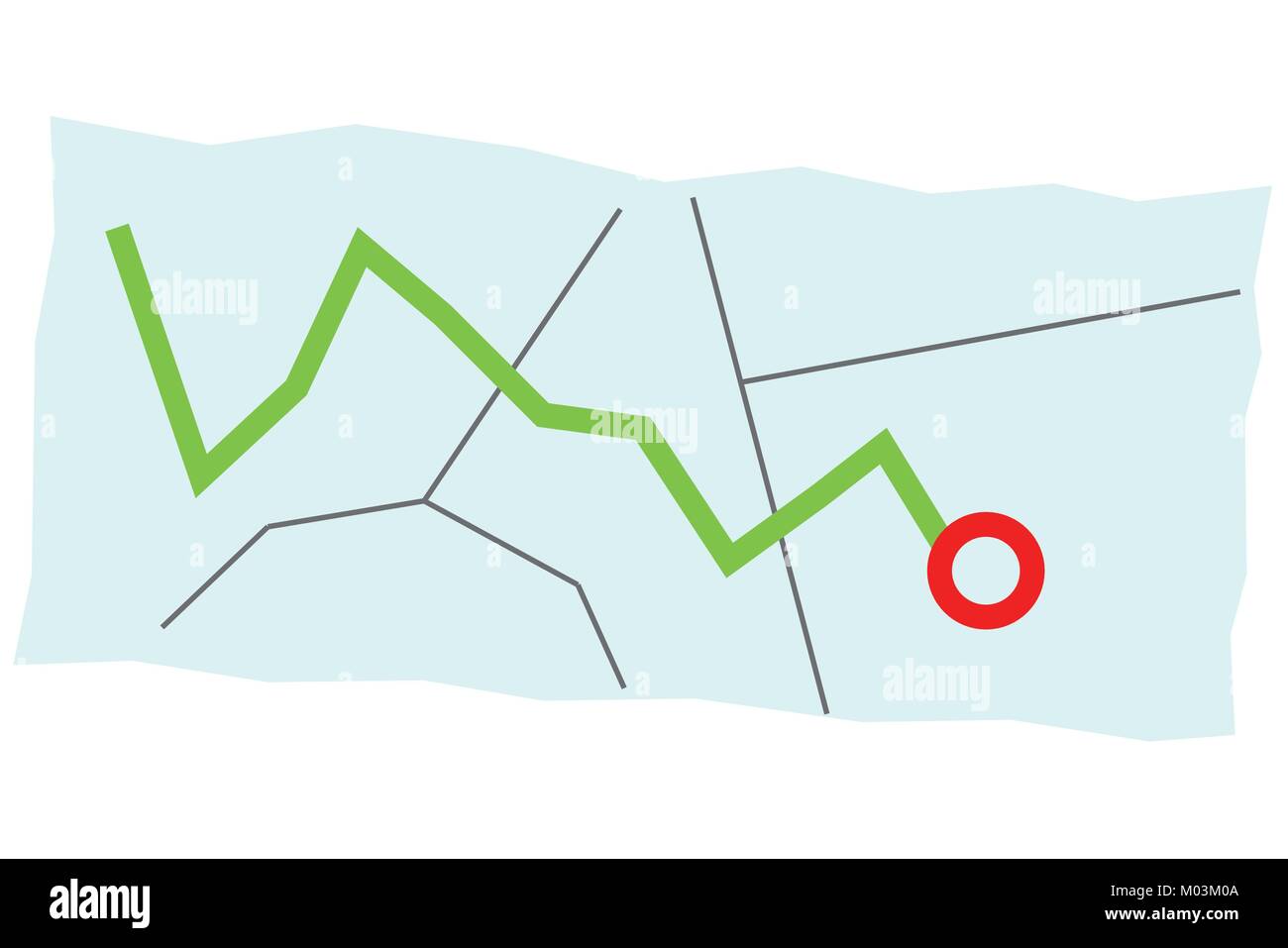 Illustration d'un plan avec des routes différentes et une destination ...