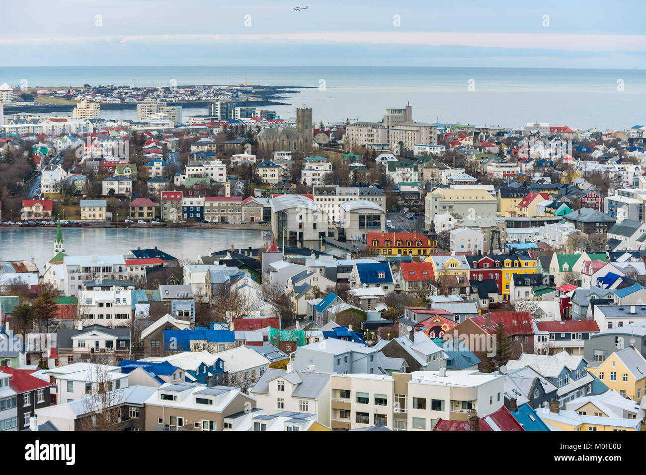 Scenic vue aérienne du centre-ville de Reykjavik, capitale de l'Islande ...