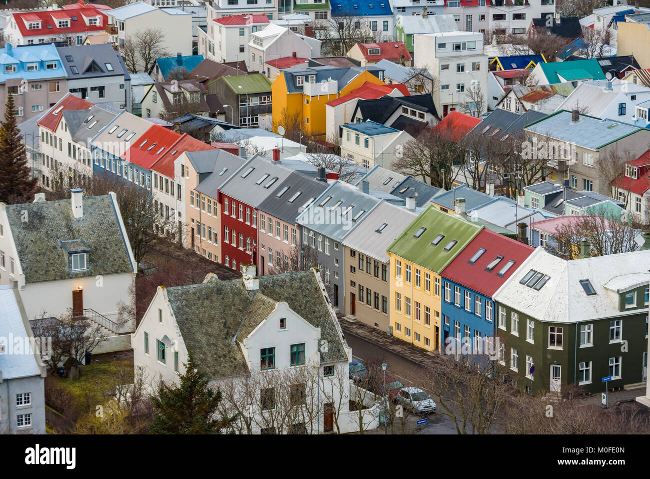 Scenic vue aérienne du centre-ville de Reykjavik, capitale de l'Islande ...