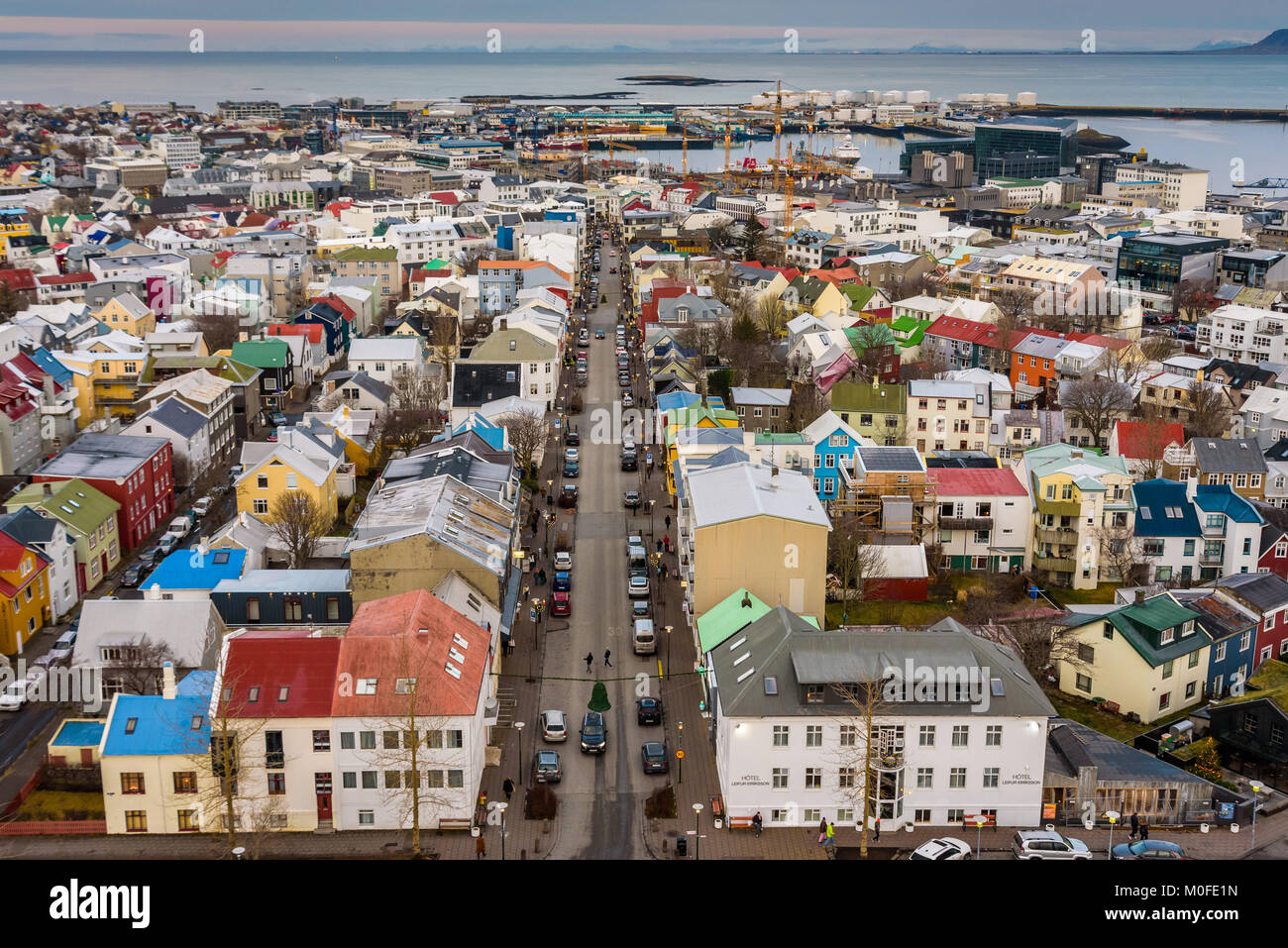 Scenic vue aérienne du centre-ville de Reykjavik, capitale de l'Islande ...