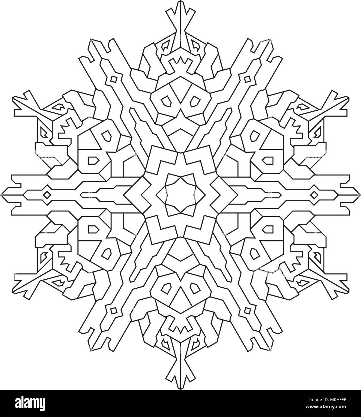 Contours de style de ligne mono en flocon pour colorer, livre de ...