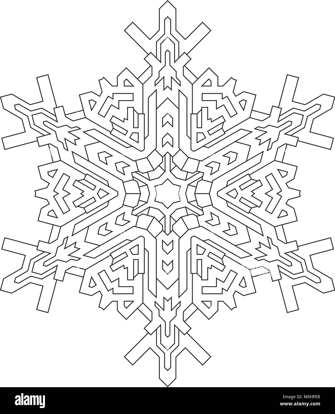 Contours de style de ligne mono en flocon pour colorer, livre de ...