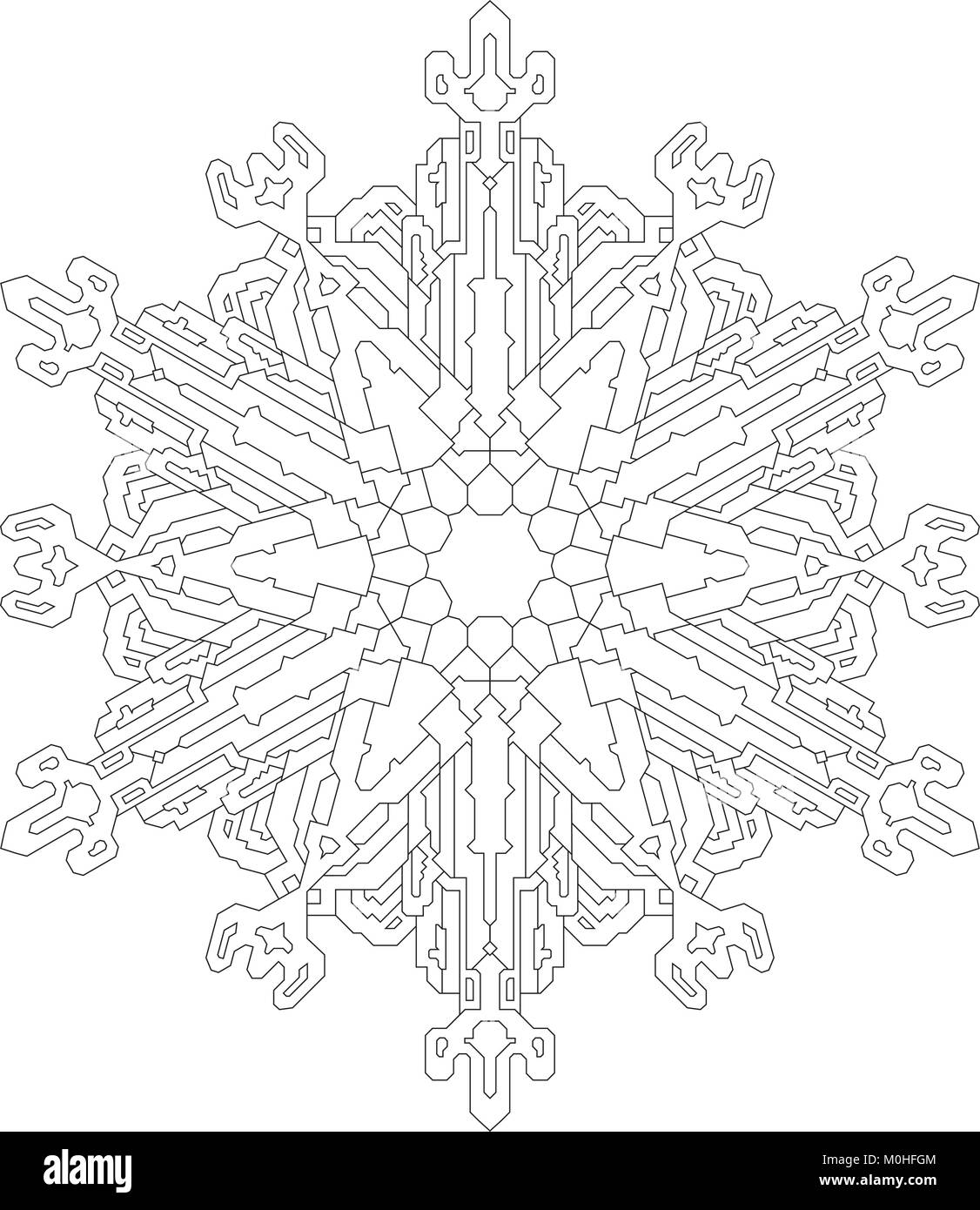 Contours de style de ligne mono en flocon pour colorer, livre de ...