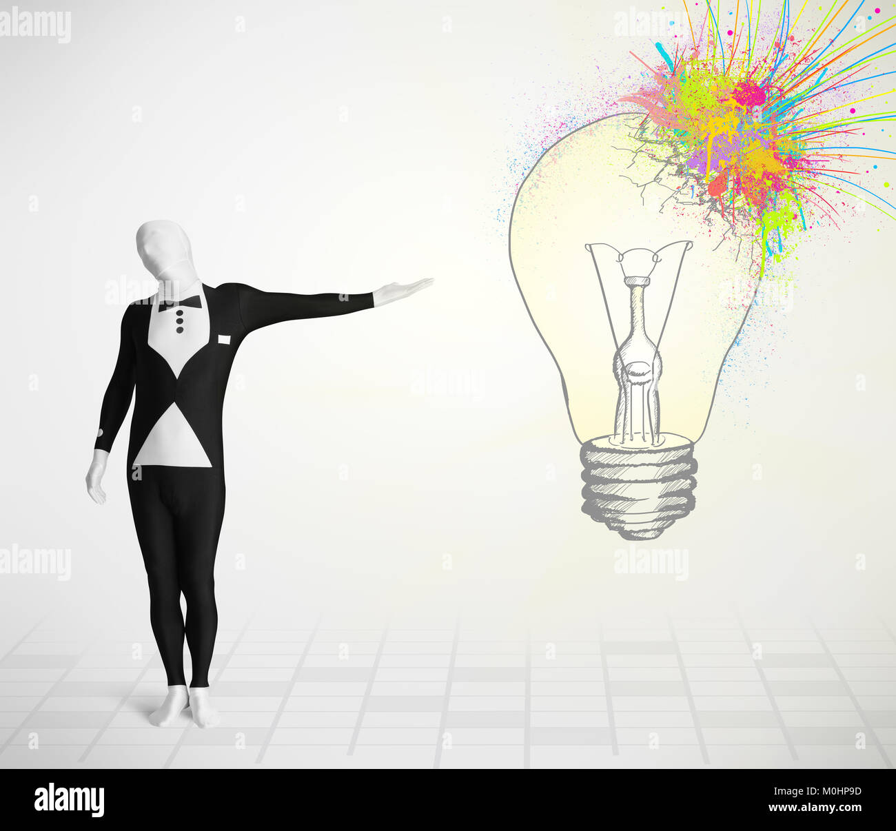 3d human body morphsuit est de caractère à ampoule colorée au résumé ...