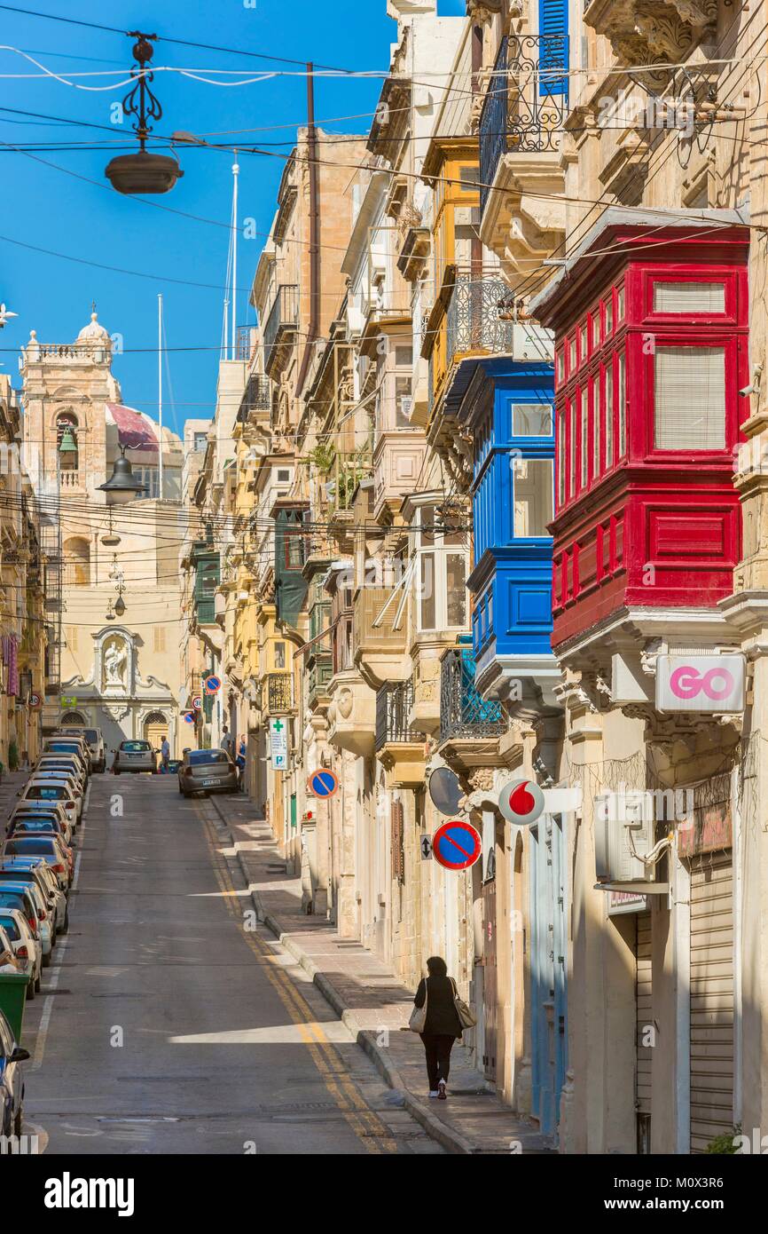 Malte, La Valette, classée au Patrimoine Mondial de l'UNESCO,ruelles ...