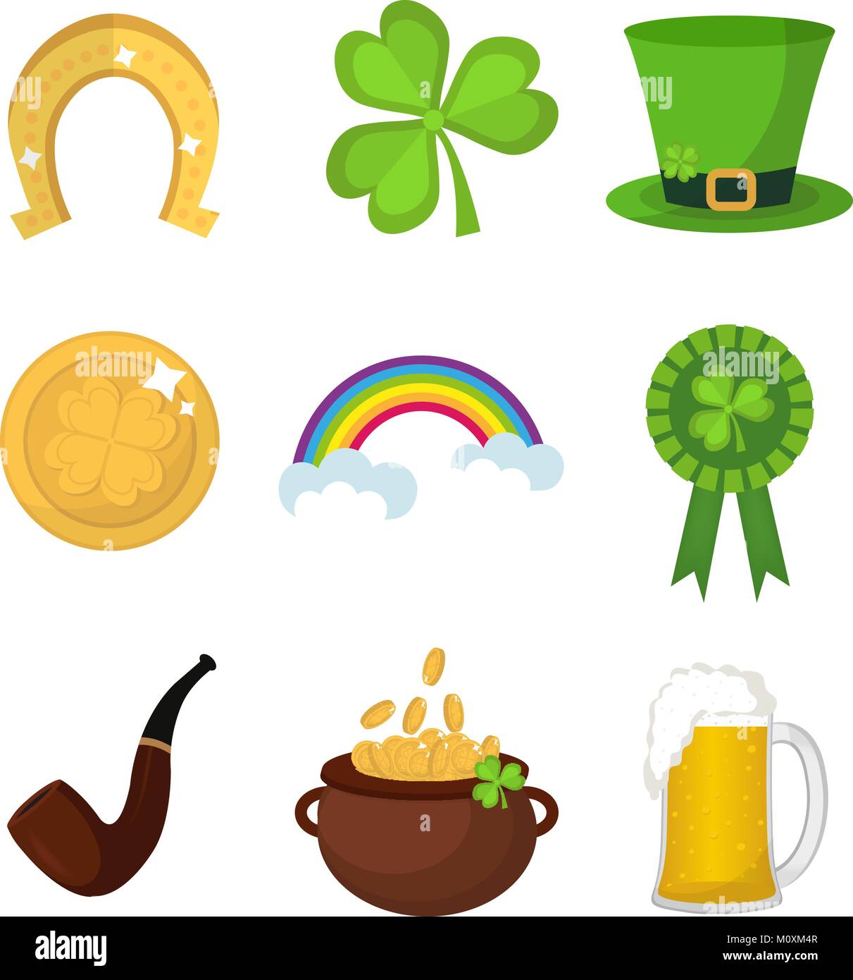 St Patrick Day icon set élément design. Les symboles irlandais ...
