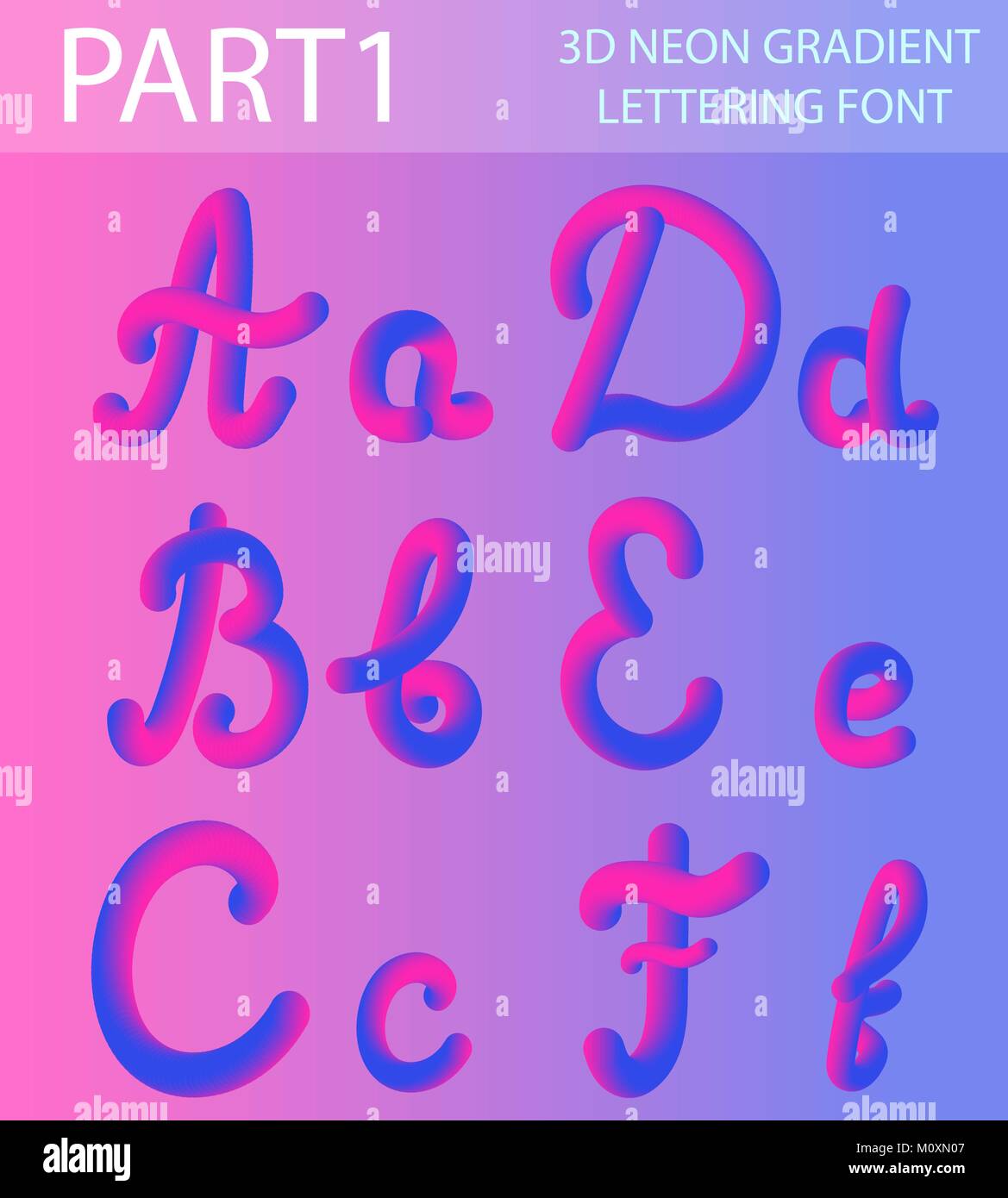 3D Neon composer avec des formes arrondies. Hand-Drawn Tube de lettrage ...