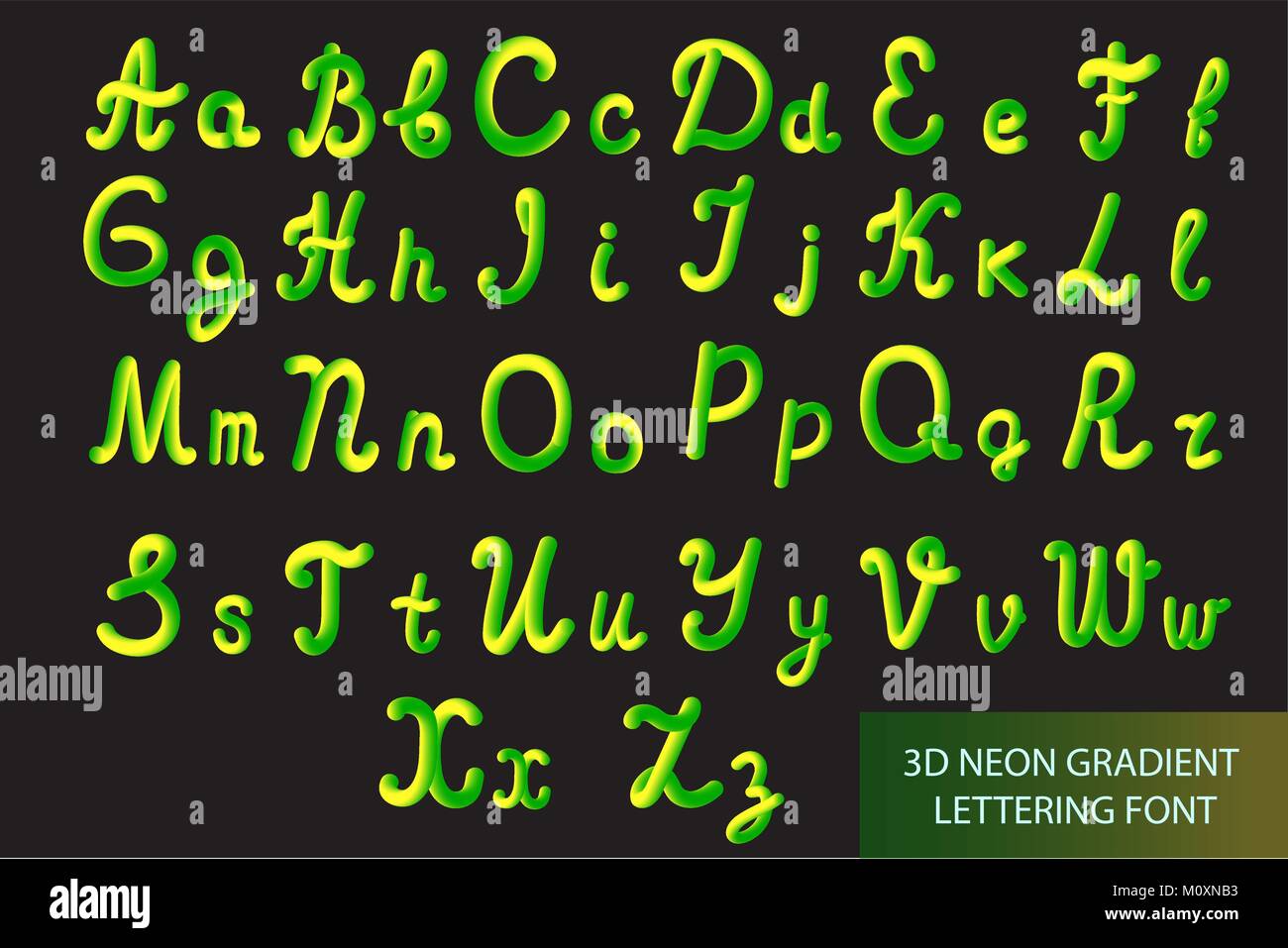 3D Neon composer avec des formes arrondies. Hand-Drawn Tube de lettrage ...