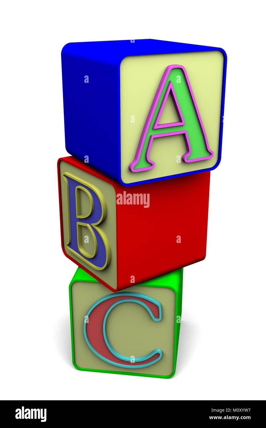Une tour de blocs avec des lettres de l'alphabet, pour les enfants à ...