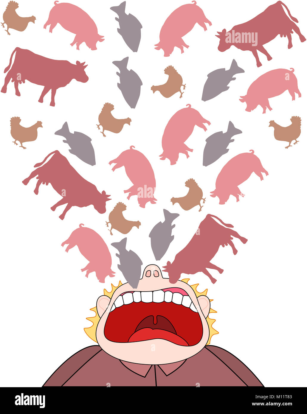 La consommation de viande - bande dessinée illustration symbolique d'un ...