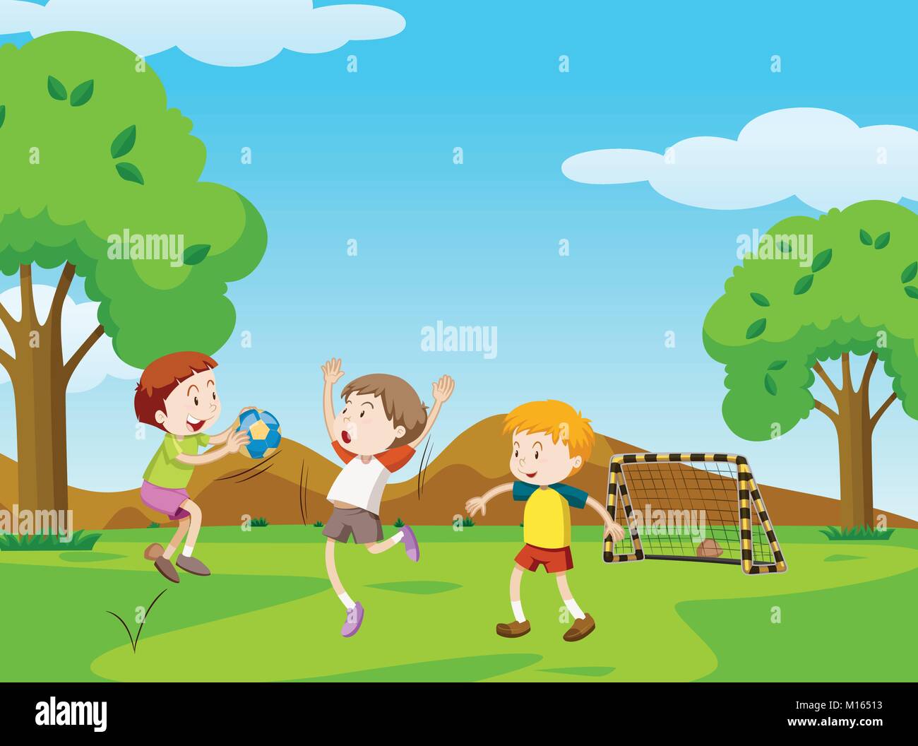 Garcons Qui Joue Au Soccer Dessin Banque Dimages Vectorielles Alamy