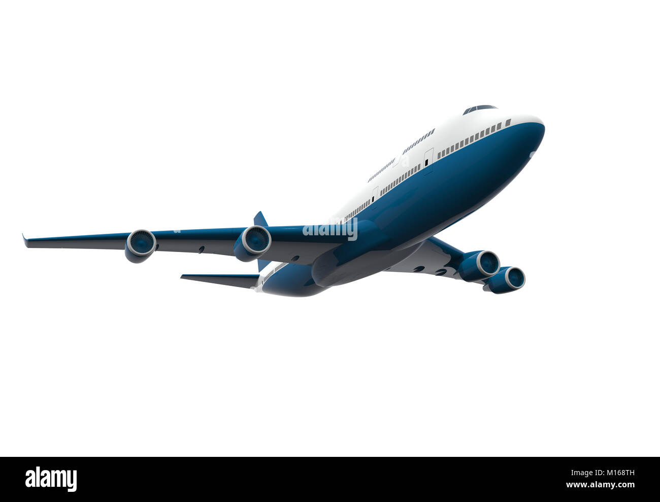 Avion Bleu et blanc isolé sur fond blanc : 3D illustration Photo Stock ...