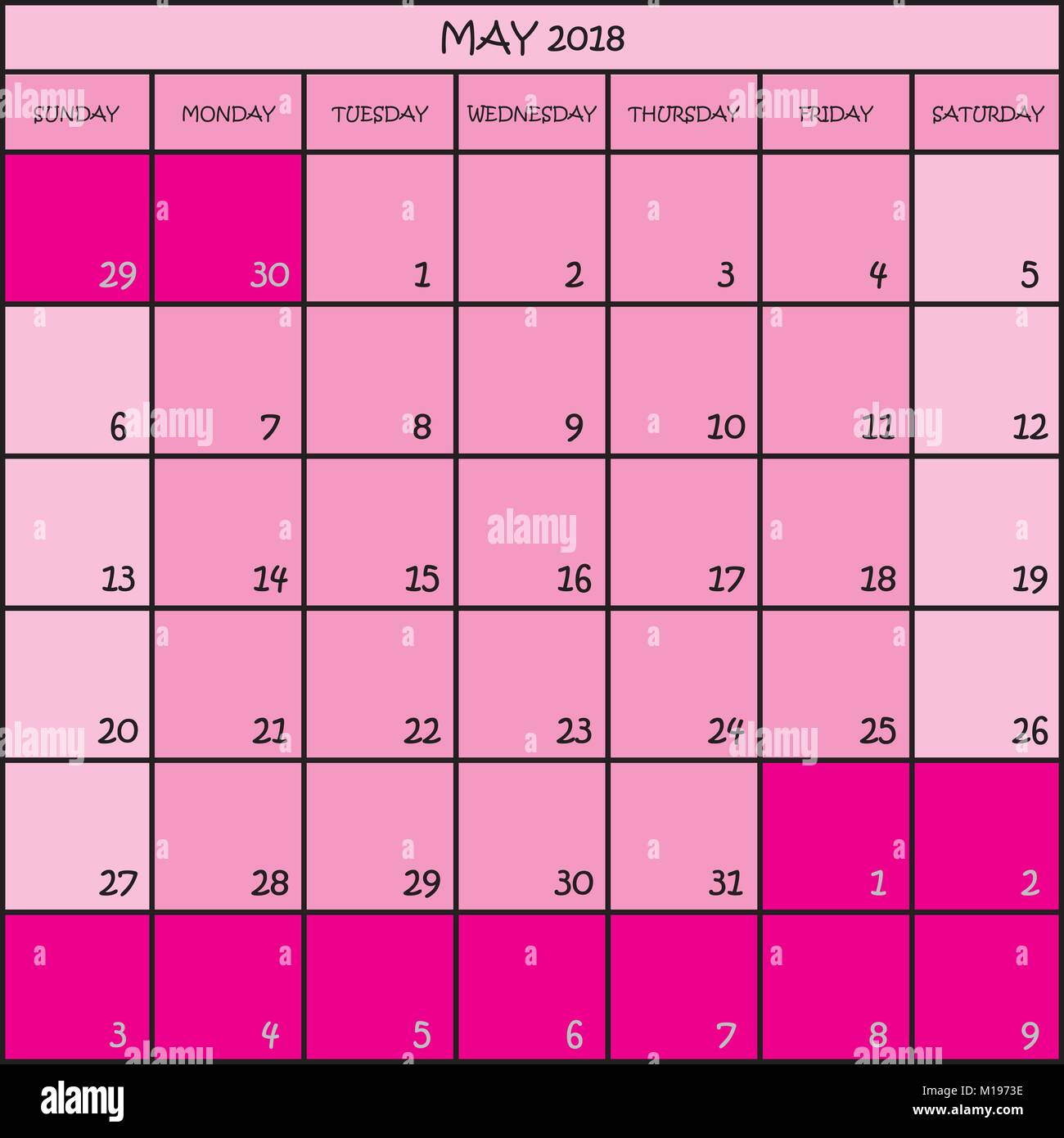 Planificateur de calendrier mois mai 2018 sur fond transparent Image ...