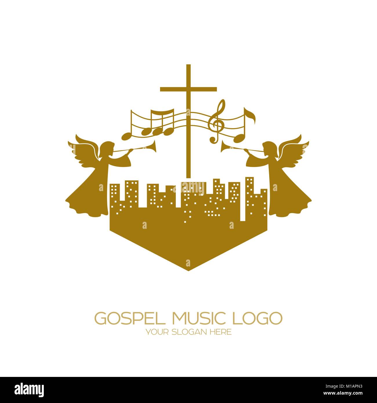 Logo de la musique. Symboles chrétiens. Les gens de toutes les nations ...