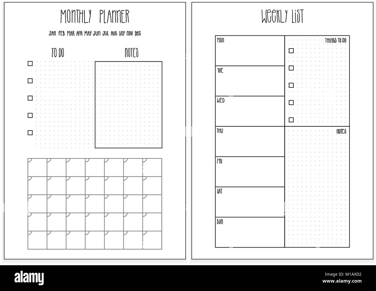 Planificateur hebdomadaire, planification mensuelle des pages ...