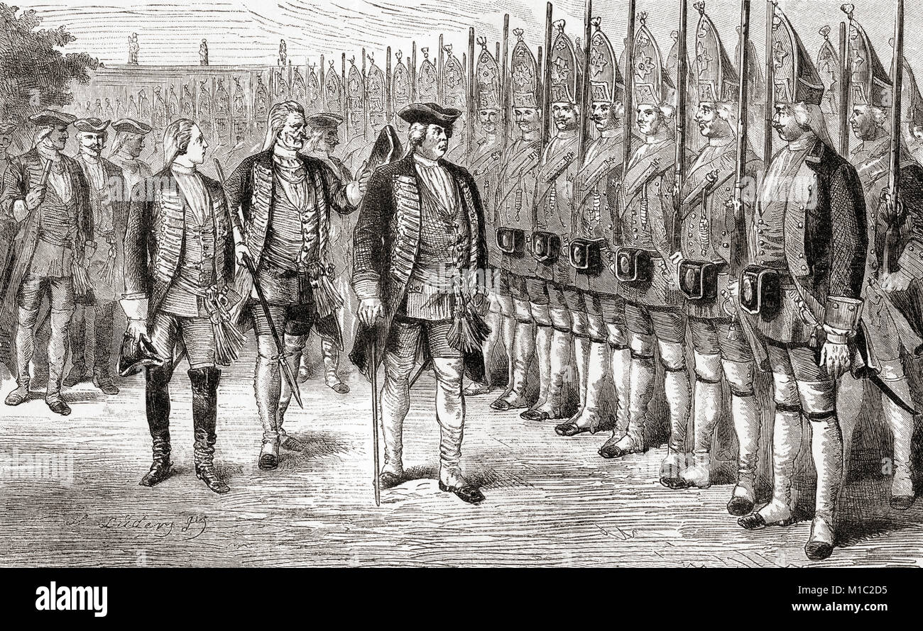 Frederick William je l'inspection de ses gardes géant connu sous le nom ...