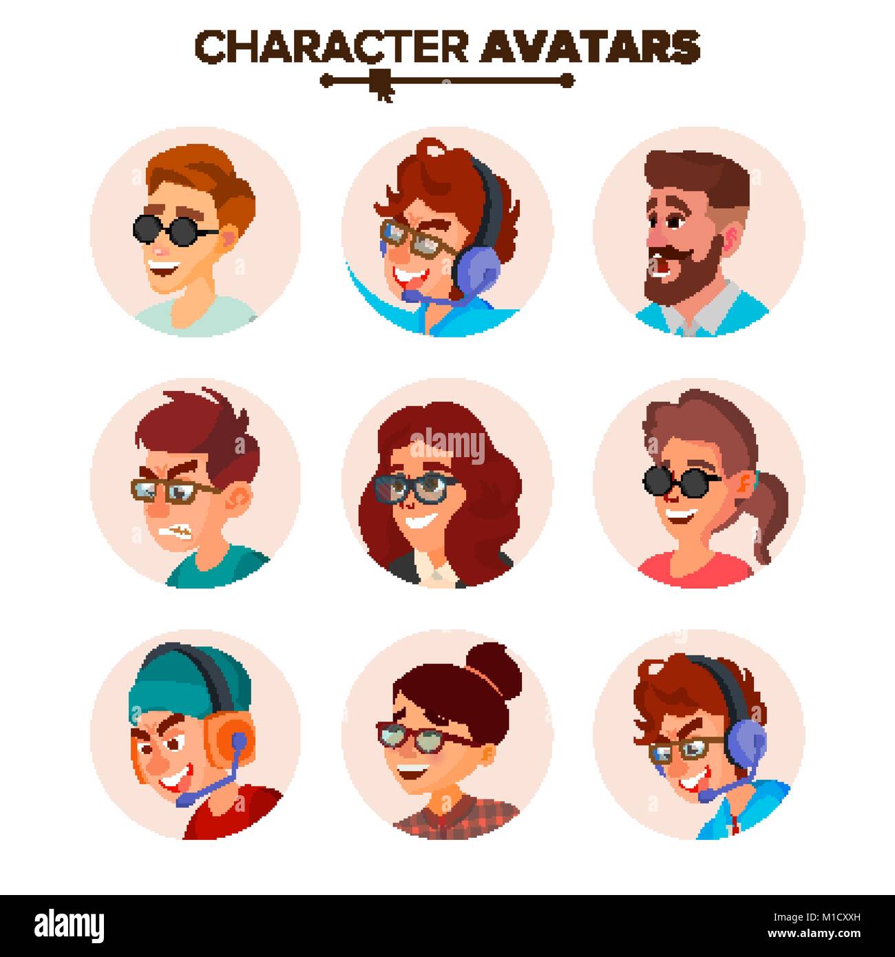 Les gens de caractère vecteur d'Avatar. Visage. Marqueur d'avatar par ...