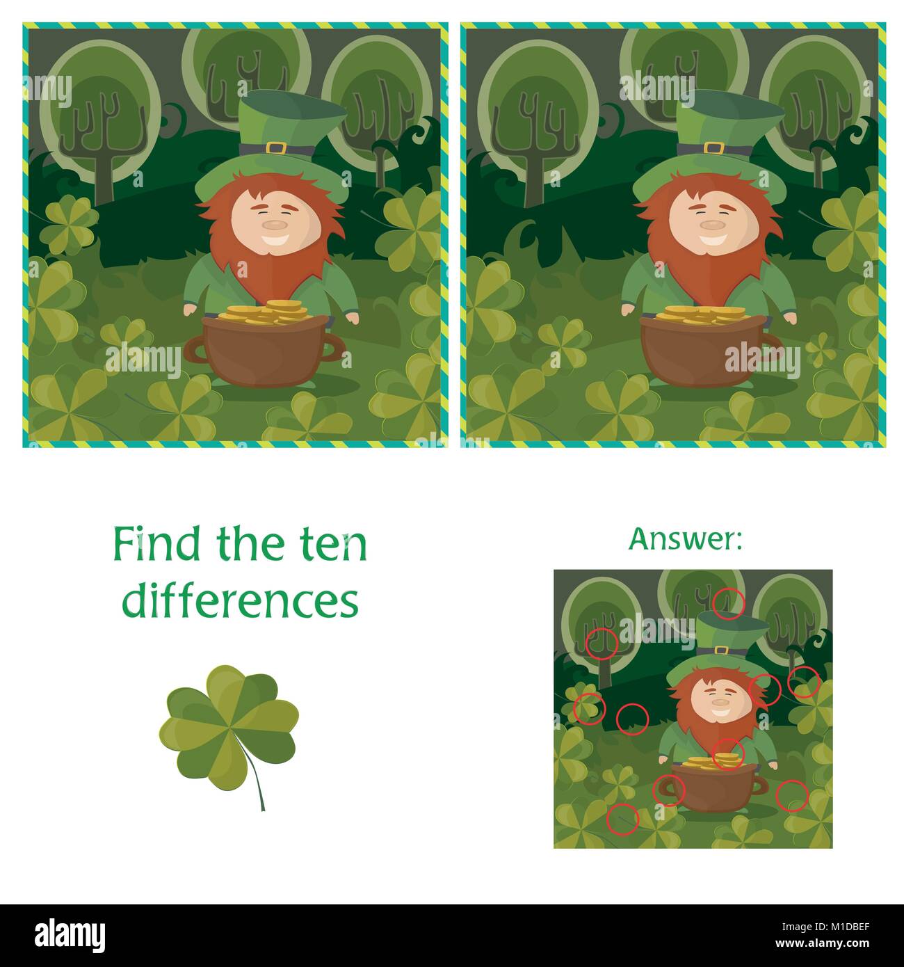 Spot the difference puzzle st patrick Banque d'images vectorielles - Alamy
