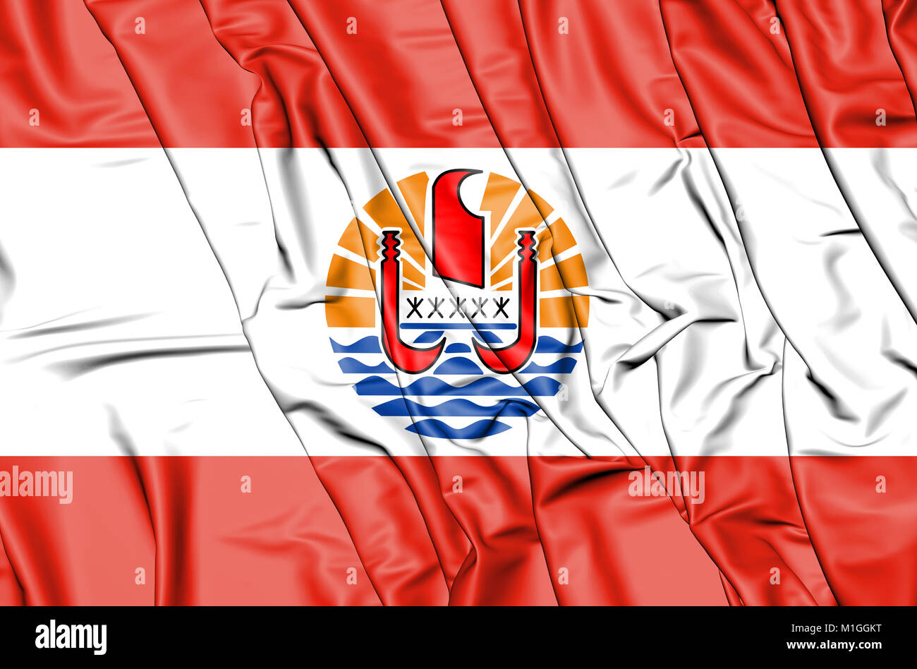 3D Drapeau de la Polynésie française. 3D Illustration Photo Stock - Alamy