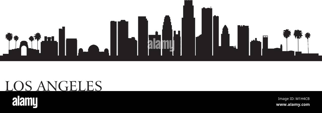 Los Angeles City skyline silhouette arrière-plan. Vector illustration ...