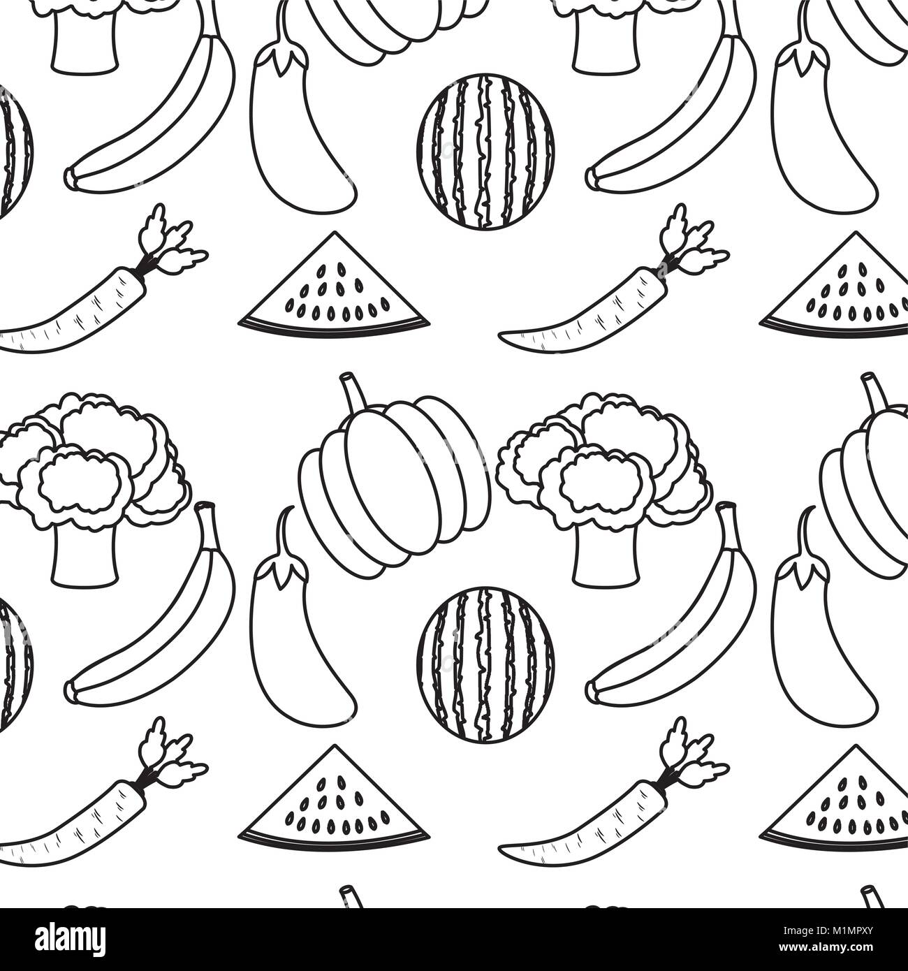 Fruits et legumes tropicaux Banque d'images noir et blanc - Alamy