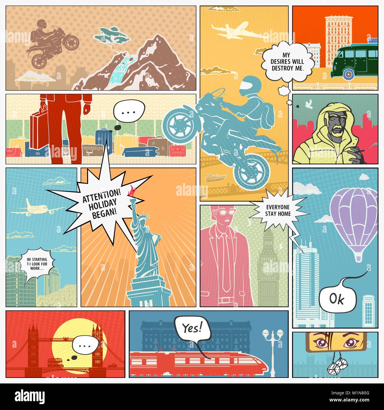 Bande dessinée page Concept Mise en page Image Vectorielle Stock - Alamy