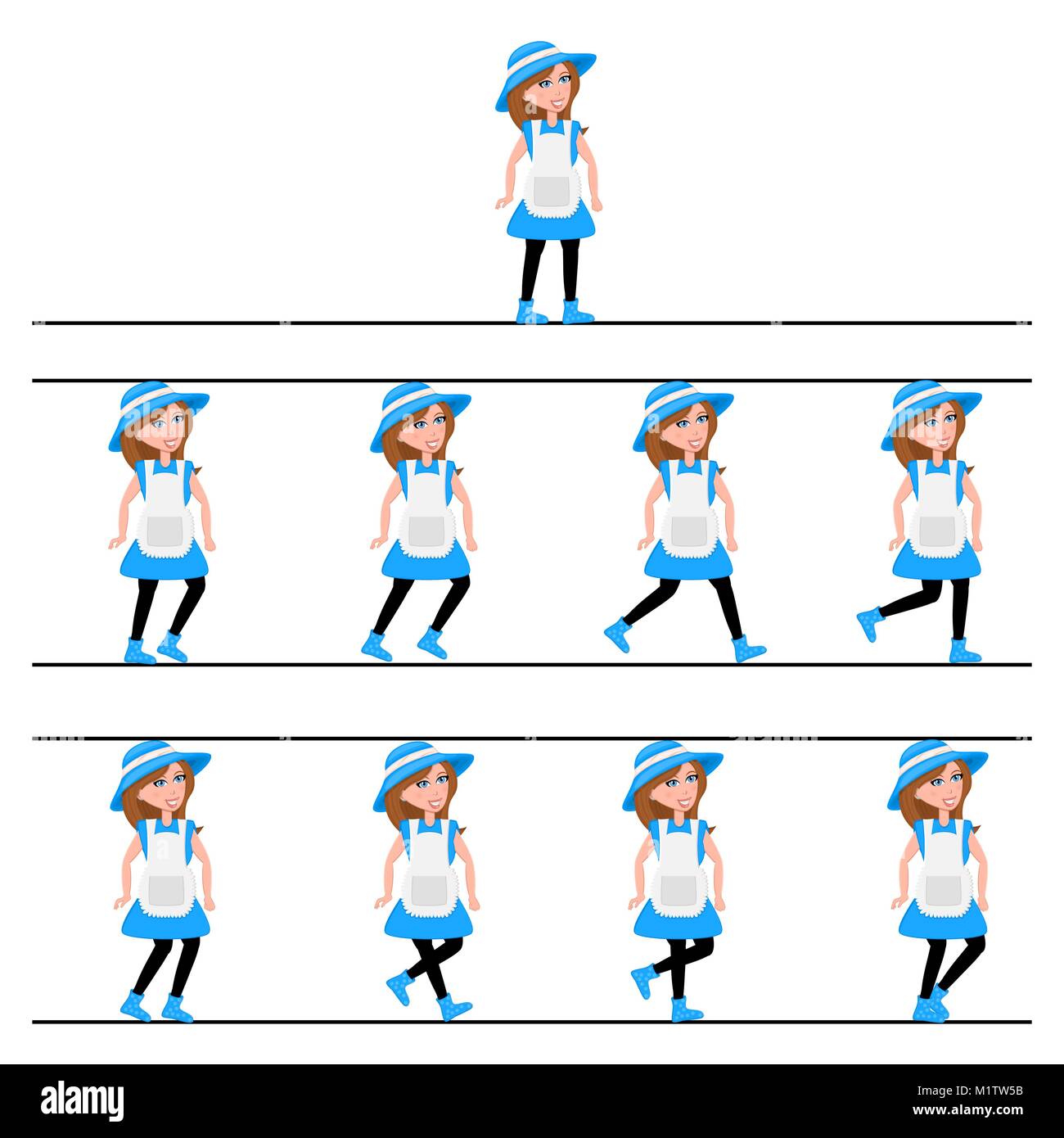 Pour l'animation du cycle de marche femme isolé sur fond blanc Image ...