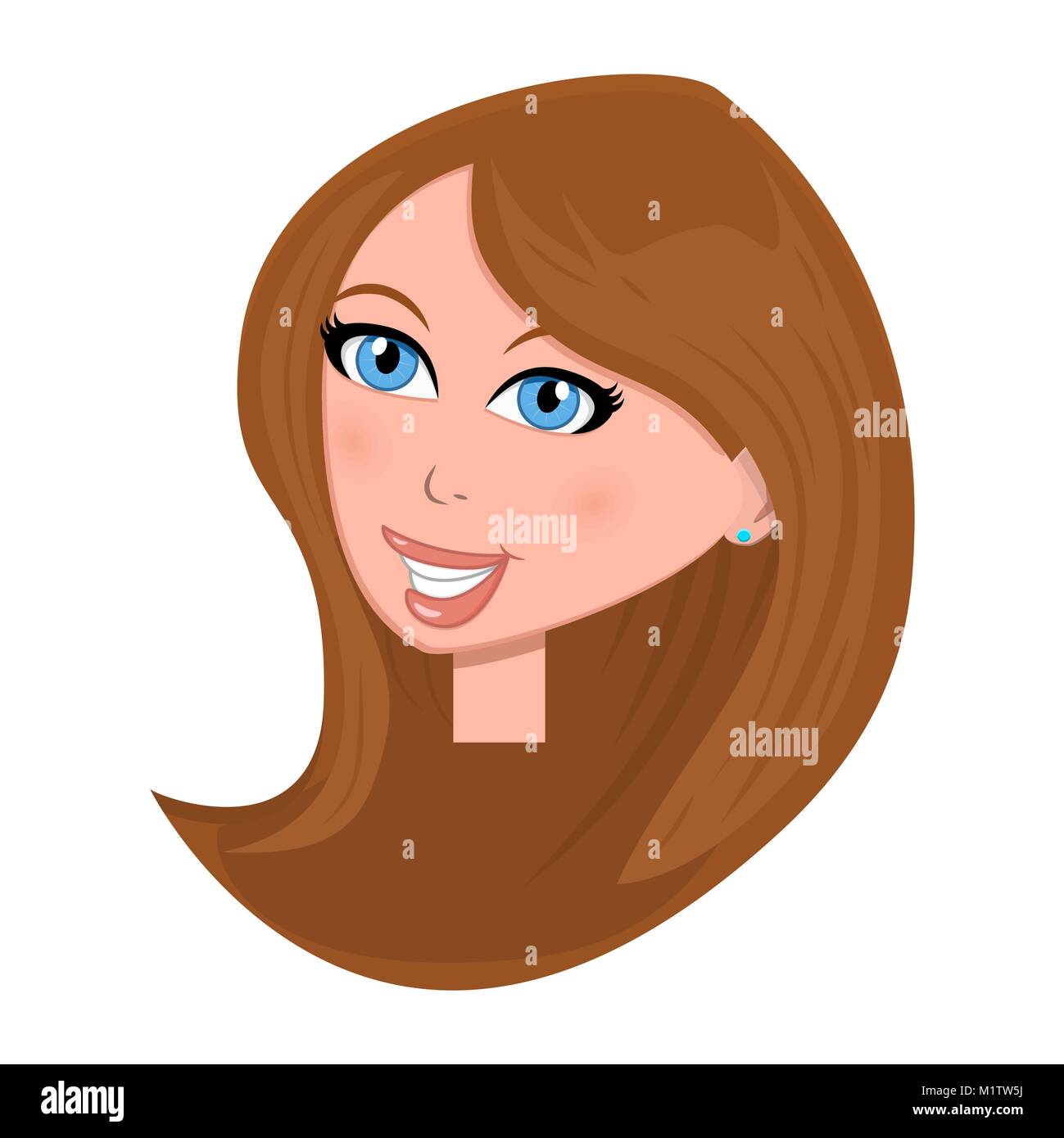 Visage femme cartoon illustration isolé sur fond blanc Image ...